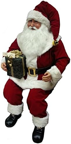 Amazon.com: Queens of Christmas 5' Tall Moveable Sitting Santa Figurine ...