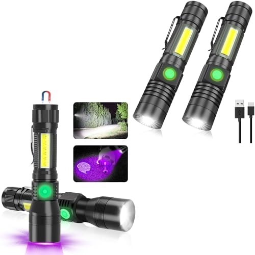 Vnina Rechargeable Tactical Flashlight, USB Magnetic Flashlights 1200 Lumen & 3 in 1 UV ...