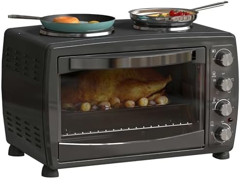 HOMCOM 36L Small Oven with 2 Hot Plates, Countertop Toaster Oven, Grill ...