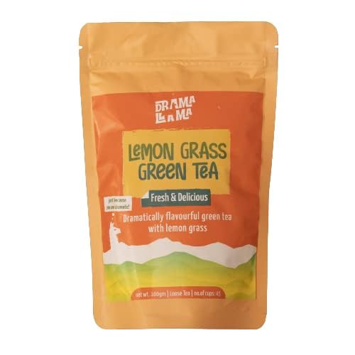 Drama Llama Lemon Grass Green Tea 100 g | Peppermint and Lemongrass ...