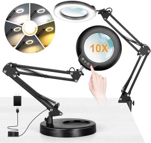 Amazon.com: 10X Magnifying Glass with Light and Stand 2-in-1 Desk Lamp ...