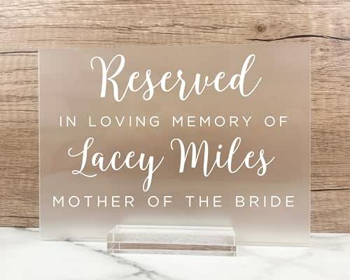 Amazon.com: Acrylic Reserved In Loving Memory Chair Sign, Memorial Sign ...