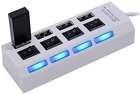 High Speed 4-Port USB 2.0 Hub with On/Off Switch, Ultra-Slim Multi LED ...