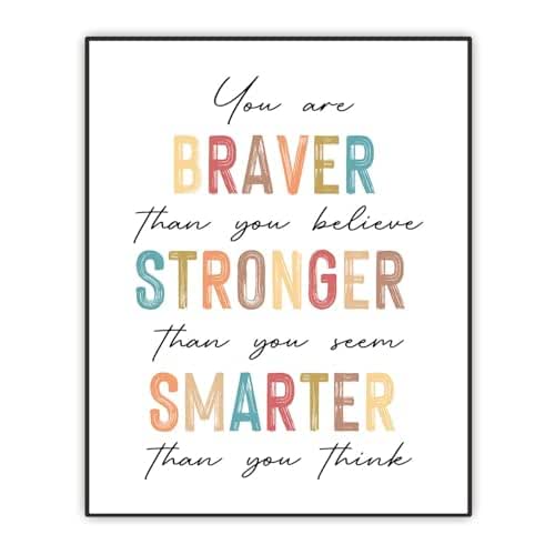 Amazon.com: Inspirational Poster for Kids, You Are Braver Than You ...