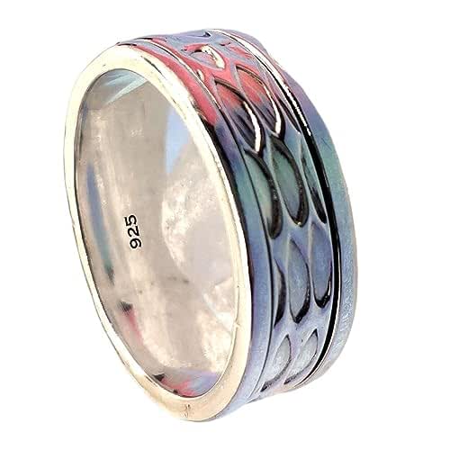 Amazon.com: 925 Sterling Silver Fidget Ring | UNISEX Spinner Ring ...