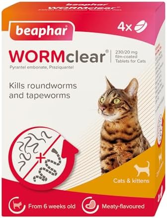 Beaphar - WORMclear® Tablets for Cats - 4 Tablet Pack - Kills All ...