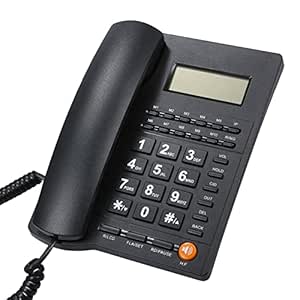 NEE Desktop Corded Telephone Landline Telephone with Caller Identification LCD Screen Adjustable ...