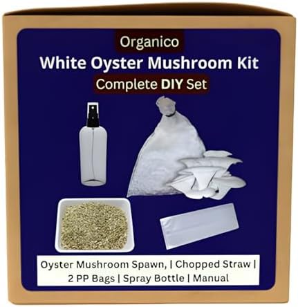Complete DIY White Oyster Mushroom Growing Kit (Spawn + Straw Substrate ...