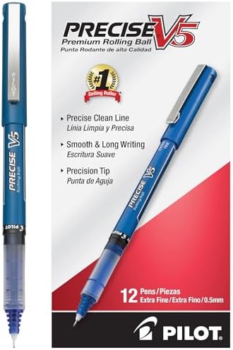 Pilot Precise V5 Stick Rolling Ball Pens, Extra Fine Point, Black Ink ...
