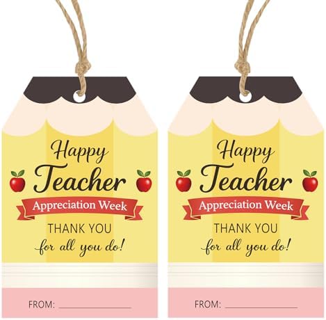 Anwyll Teacher Appreciation Gift Tags - 50Pcs Teachers Thank You Gift ...