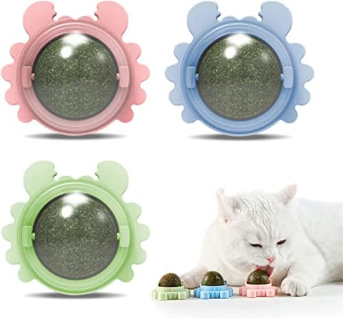 Catnip Balls,Natural Catnip Toy Rotatable Playing Edible Balls Cat Toys,Teeth Cleaning Catmint ...