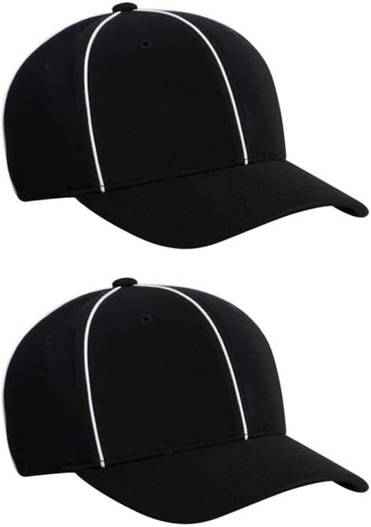 2 Packs Referee Hat Adjustable Black with White Stripes Soccer Official ...