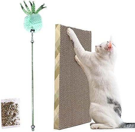 Buy Cature Cat Feather Toy 1PCS Hanging Cat Toy and Cat Scratcher Cardboard, Catnip Interactive ...