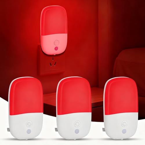 670nm Red Light Night Light for Sleep Therapy, 3 Pack Auto On/Off ...