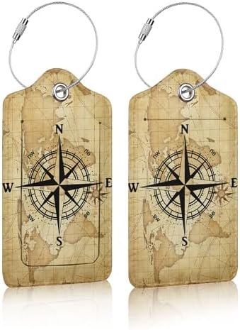 Amazon.com: Luggage Tags for Suitcase,2 Pack Nautical Compass Luggage ...