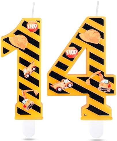 Amazon.com: iNINGER Construction Birthday Candles,14th Birthday Candle ...