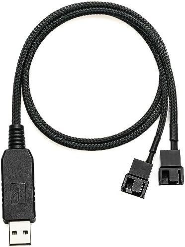 Full Speed 12V Voltage Step-Up USB to Dual 3-Pin and 4-Pin PC Fan ...