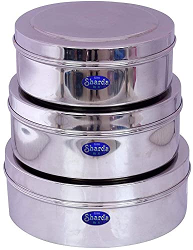 Buy SM Large Set of 3 Stainless Steel Food Storage Containers Box Puri ...