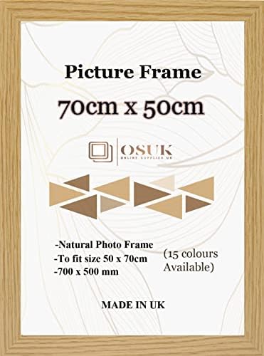OSUK Oak Poster Frame 70 x 50cm Large Photo Frame 70x50cm Picture Frames With Clear Perspex ...