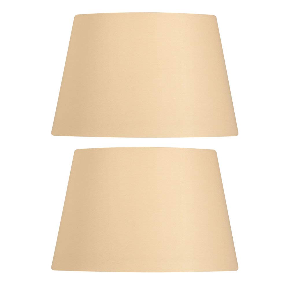 2 Pack - Beige 14" Cotton Drum Vintage Tapered Fabric Lampshade with ...