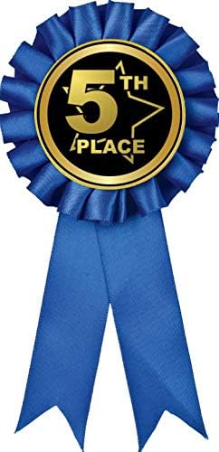 Amazon.com : 5th Place Blue Rosette Ribbon, Fifth Place Trophy Ribbon ...