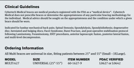 Ottobock Medical Lower Back Brace HCPCS L0627- Treat Lumbar Back Pain ...