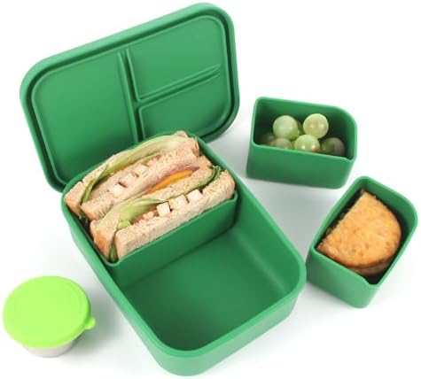 Amazon.com: Jovilife 28 oz Silicone Lunch Box 3 Compartments Meal Prep ...