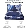 Amazon.com: Dintszyayue Navy Blue Quilt Set King 3 Pieces Floral Quilt ...