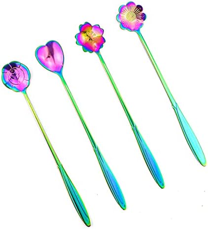 Amazon.com: SelfTek 8Pcs Rainbow Flower Spoon Set, 2 Different Size ...