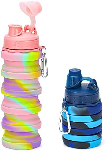 Amazon.com: TakeToday Collapsible Water Bottles 20 oz, Leak Proof, BPA Free Foldable Silicone ...