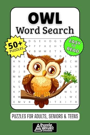 Owl Word Search Puzzle Book: 50+ Fun & Easy-to-Read Puzzles Exploring ...