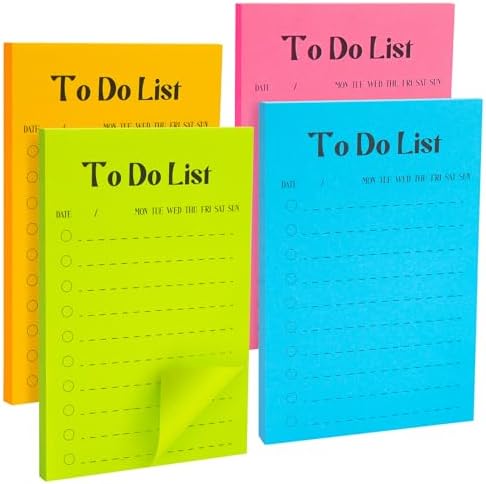 Amazon.com : JEFURE 4 Pads Lined Sticky Notes, 4x6 Inch Sticky note pad ...