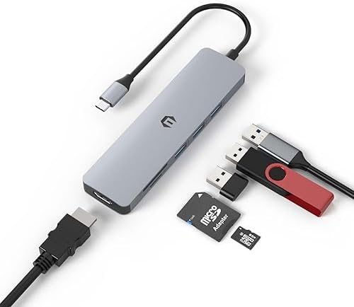 Amazon.com: USB C Hub, TOTU 6 in 1 Type C Hub, Dual Monitor USB C ...