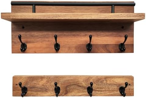 Amazon.com: kansata Coat Rack Wall Mount with Shelf Storage Set of 2 ...