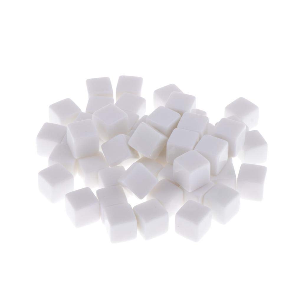 sharprepublic 50pcs Blank White Dice 14mm Square D6 Die Cubes for Board ...