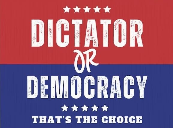 Amazon.com : Dictator or Democracy Anti-Trump 18X24 inch 2-Sided ...