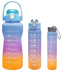 FunBlast Unbreakable Water Bottle with Time Marker, Set of 3 300+900 ...