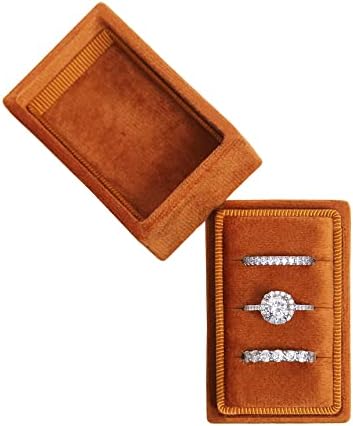 Amazon.com: Beatilog Velvet Oval Ring Box 3 Slots - Premium Wedding ...