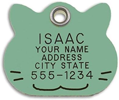 Amazon.com: LuckyPet Pet ID Tag - Polished Brass Cat Face - Durable Cat ...