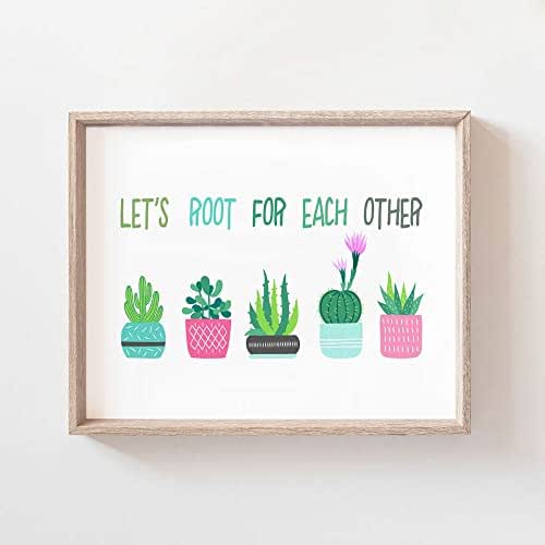 Amazon.com: Inspirational Plant Wall Art Prints - "Let's Root for Each ...