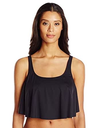 COCO RAVE Women's Crochet Solids Jessica Crop Bikini Top, Jet Black ...