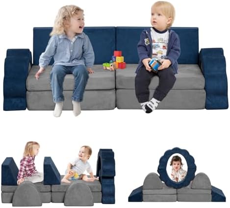 Amazon.com: BXCSMFA Modular Kids Play Couch,Kids Couch Building Fort ...
