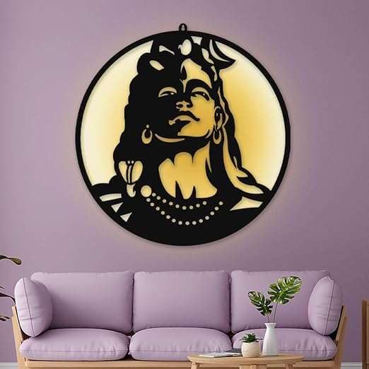 HOME PINE Adiyogi Shiva 3D LED Wall Decor Light - 12x12 Inch Backlit ...