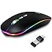 LED Wireless Mouse, Slim Rechargeable Silent Bluetooth Mouse, Portable ...