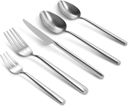 Amazon.com | Beaded Edge 20-Piece Black Silverware Set, Mirror Polished ...