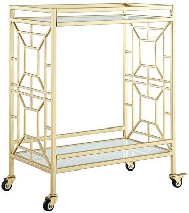 Amazon.com - Posh Living Lynn Modern Glass and Metal Bar Cart in Gold ...