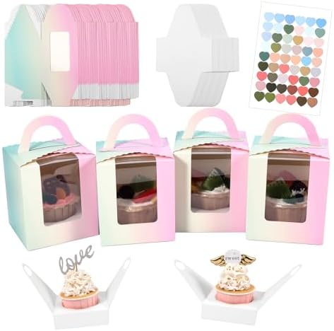 30 Pieces Cupcake Boxes, Individual Cupcake Boxes with Clear Display ...