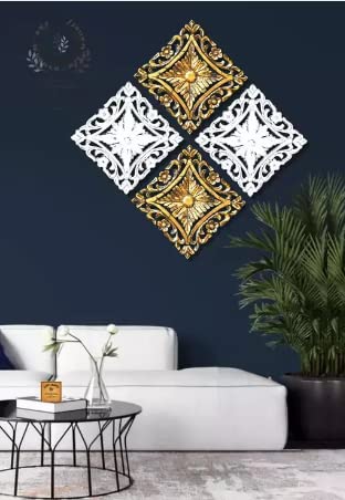ANTIQUE DECORS Wall Wall Décor Plaques -12x12 Inch Set of 4 -WHITE ...