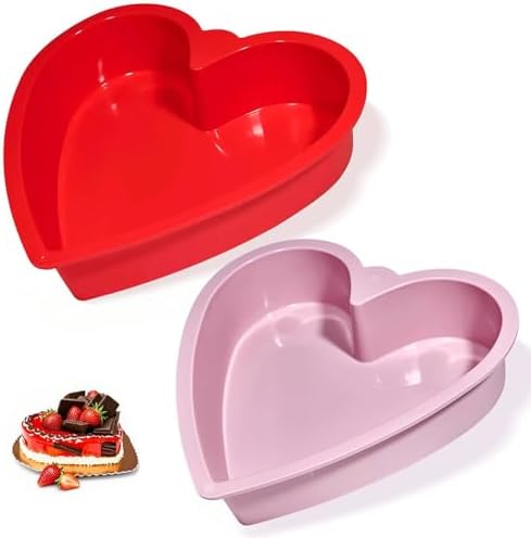 Amazon.com: JJYHEHOT 2 PCS Heart Shaped Cake Pans, 8 inch Silicone Cake ...