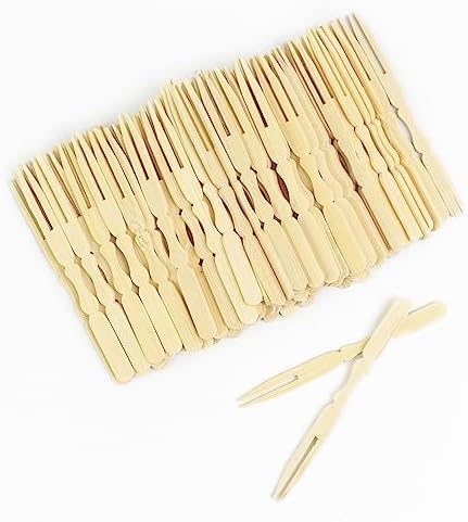 Amazon.com: Mini Fruit Fork 3.5 inch Mini Bamboo Forks Cocktail Forks ...